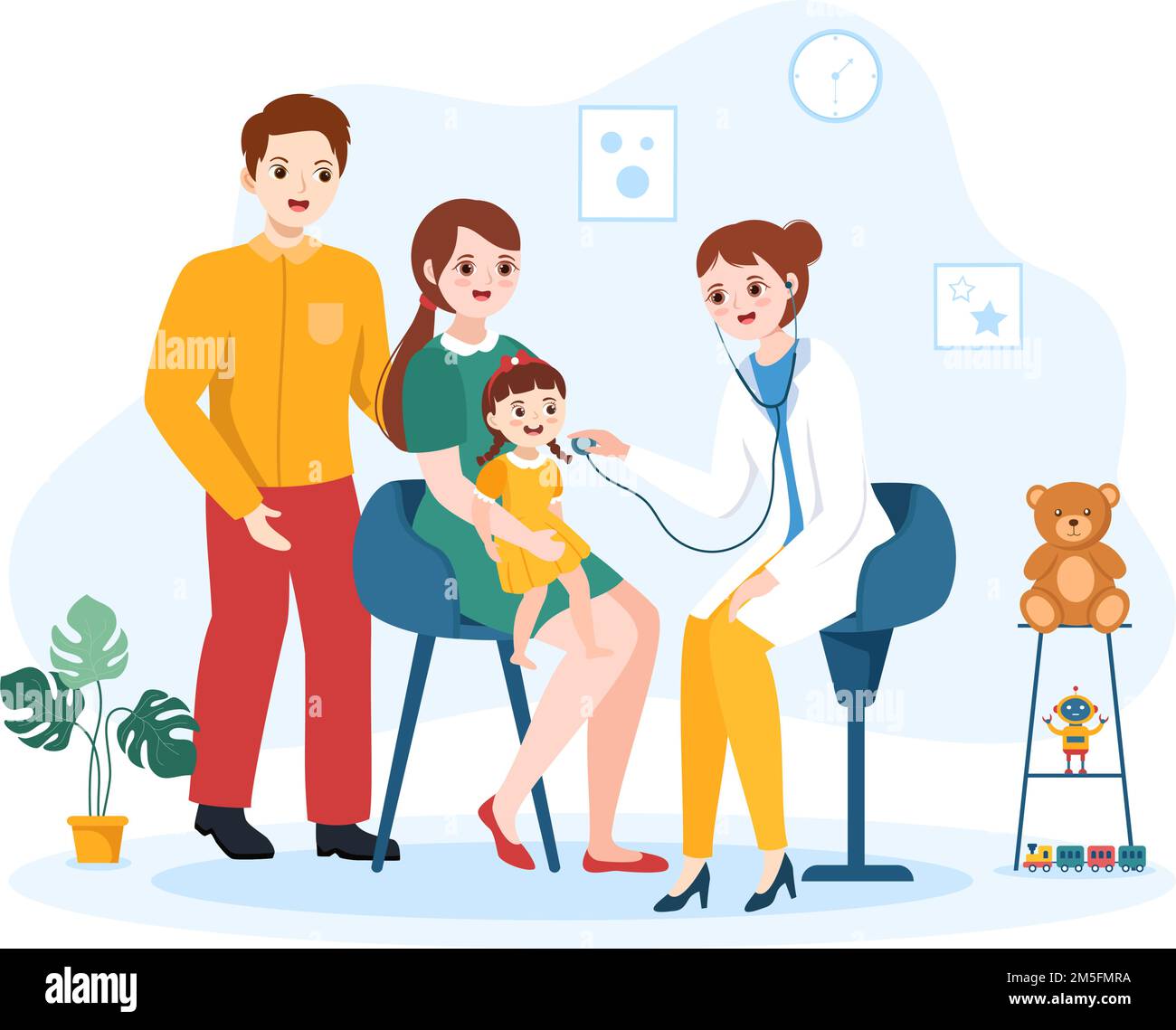 Pediatrician Examines Sick Kids and Baby for Medical Development ...