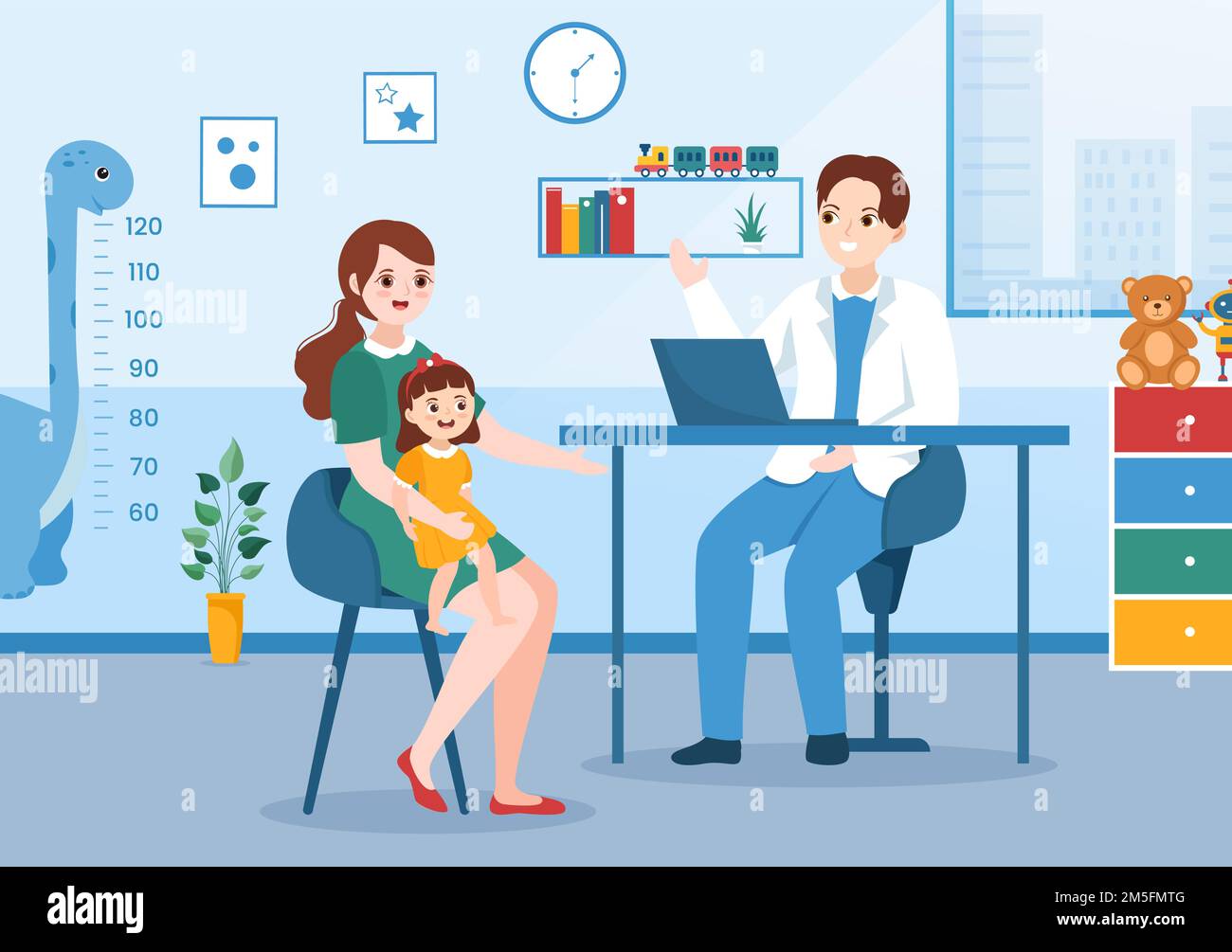 Pediatrician Examines Sick Kids and Baby for Medical Development ...