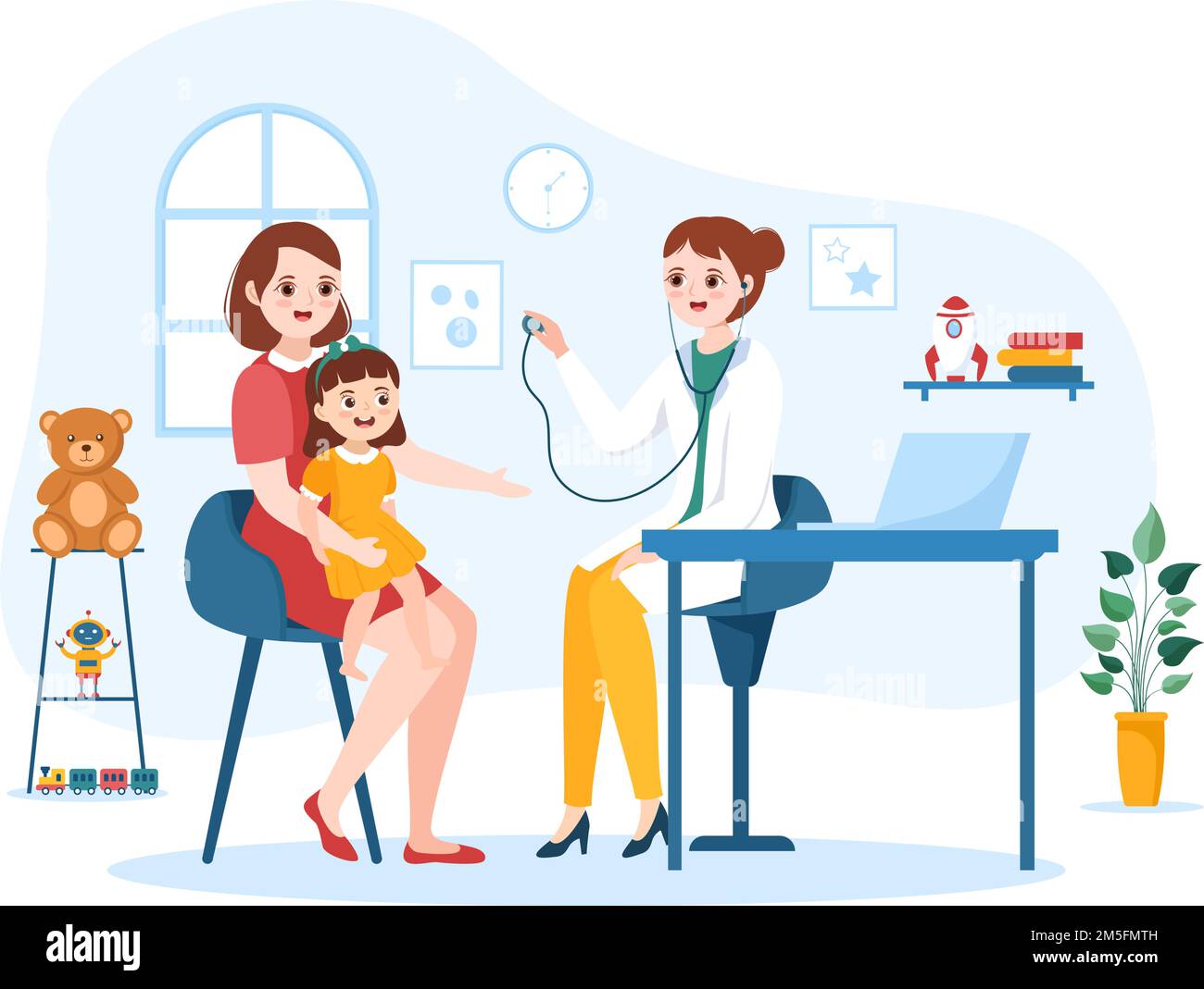 Pediatrician Examines Sick Kids and Baby for Medical Development ...