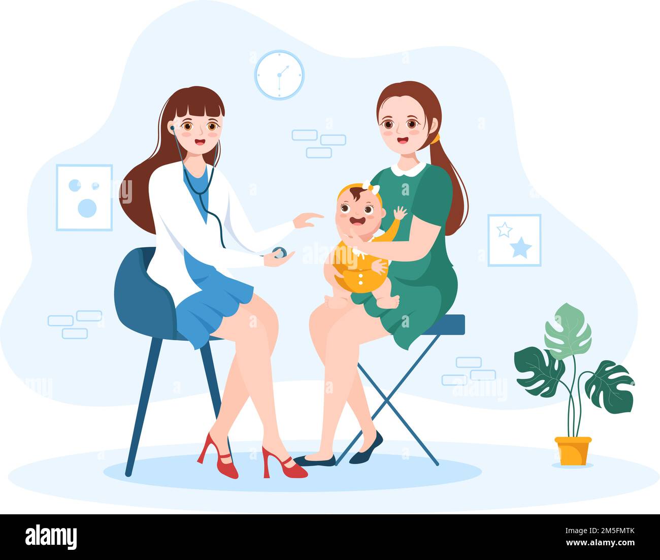 Pediatrician Examines Sick Kids and Baby for Medical Development ...