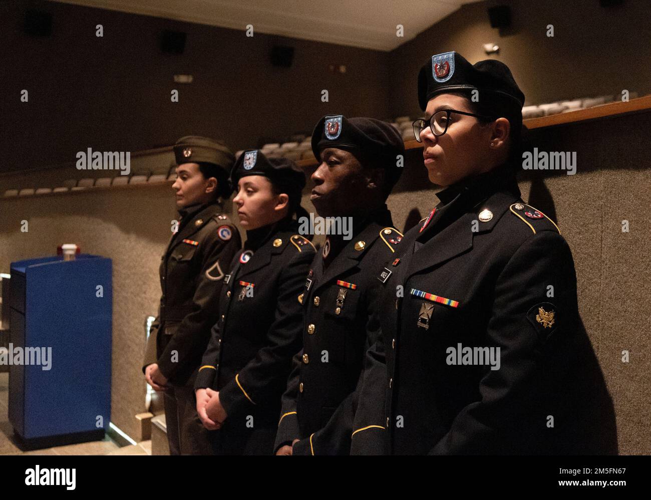Soldiers of the 1st Theater Sustainment Command serve as ushers for a ...