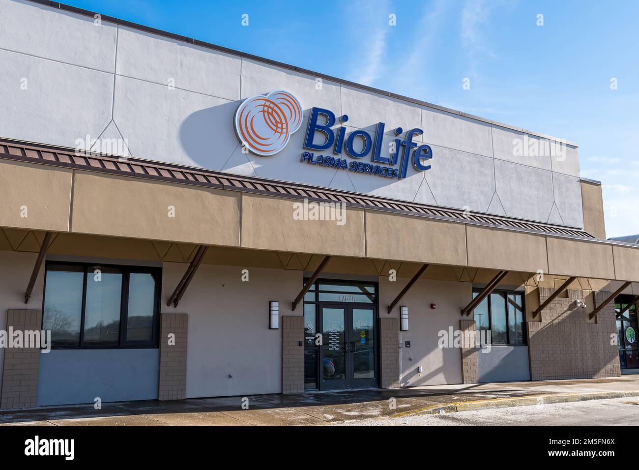 The entrance to the BioLife Plasma Services office in the Edgewood Town ...