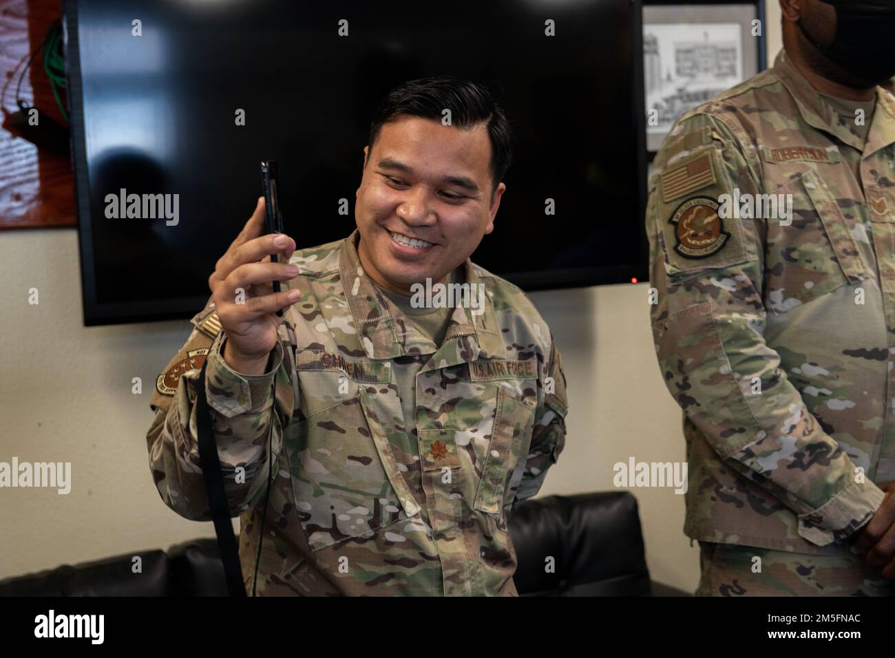 U.S. Air Force Maj. Dalin Chhen, 18th Security Forces Squadron deputy ...