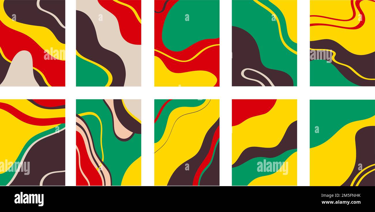 Vector illustration of set of colorful creative collages with chaotic ...