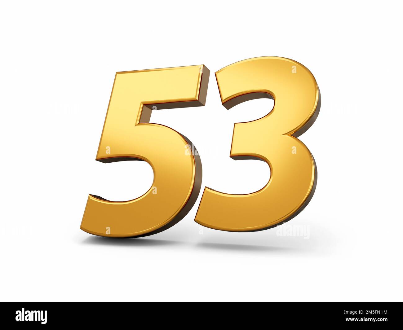 A 3D illustration of a golden 53 isolated on a white background Stock ...