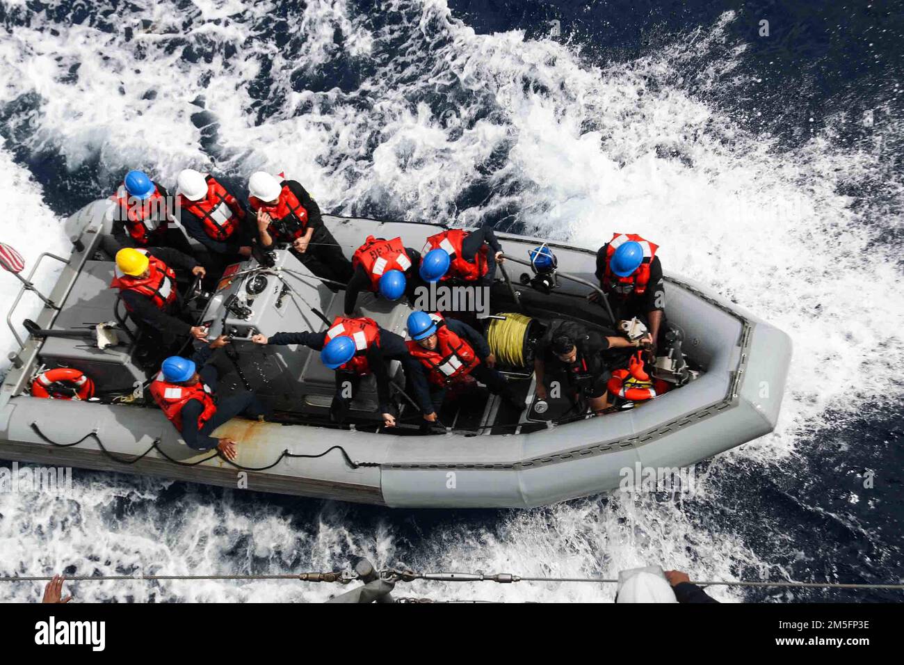 EAST CHINA SEA (March 14, 2022) Sailors come alongside the Ticonderoga ...