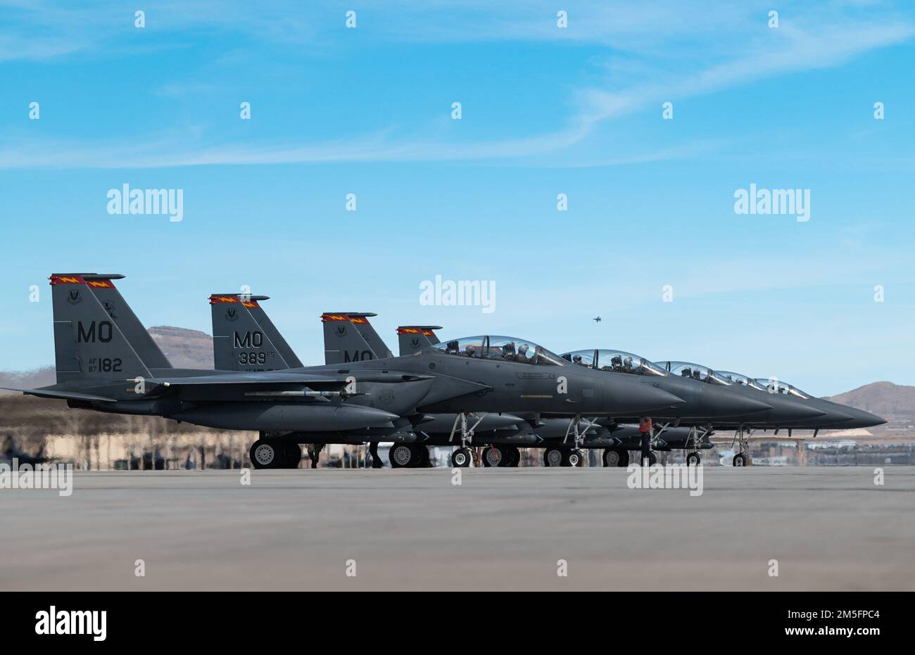Five F-15E Strike Eagles assigned to the 366 Fighter Wing, Mountain ...