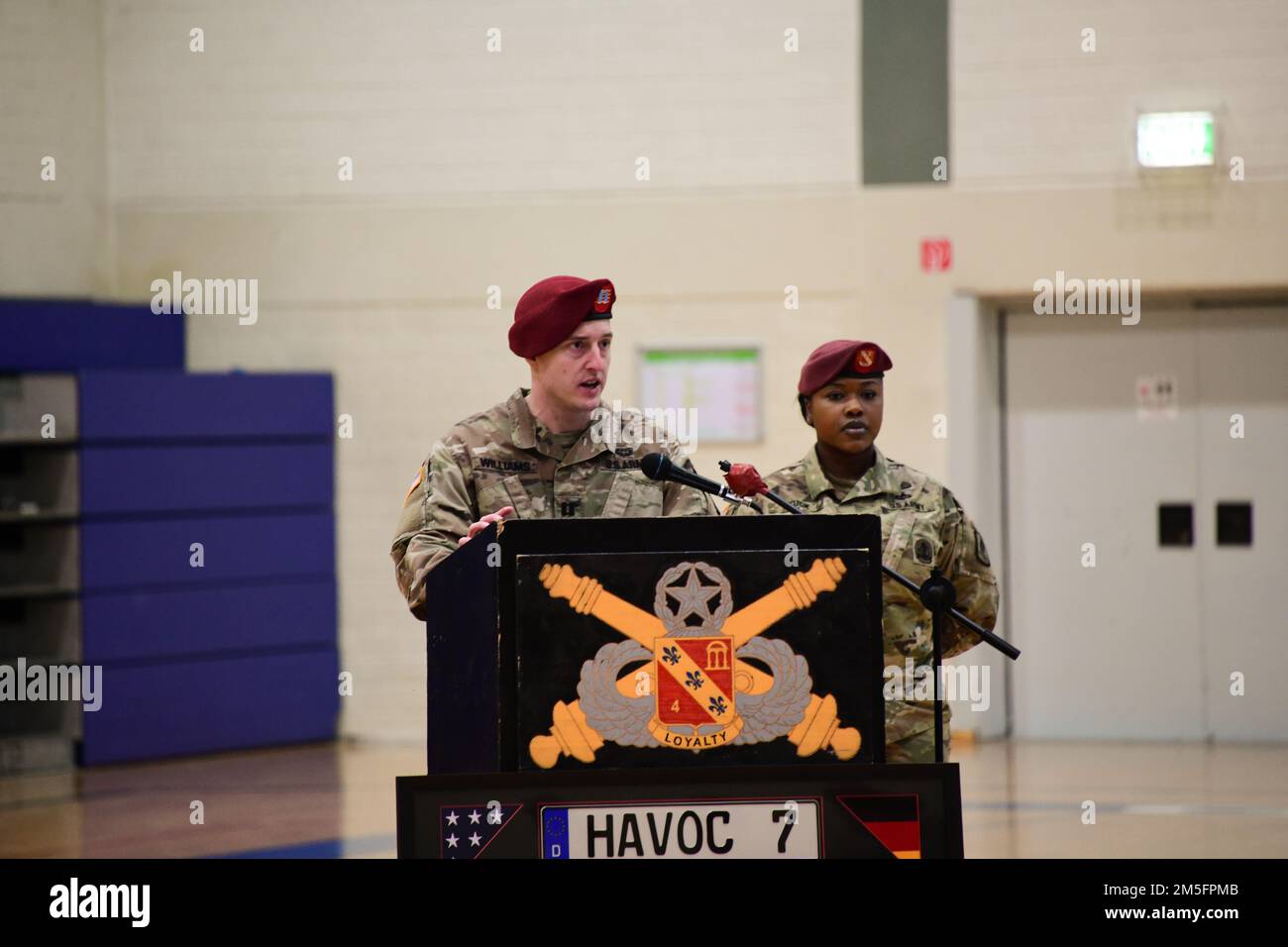 Capt. J. Boyd Williams gives a speech at the change of command ceremony ...