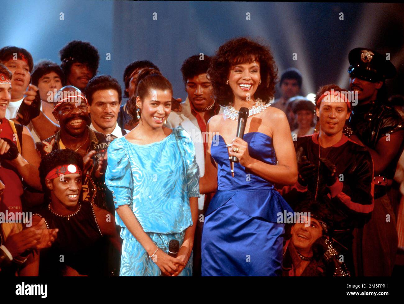 Irene Cara being interviewed by Solid Gold host Marilyn McCoo after ...
