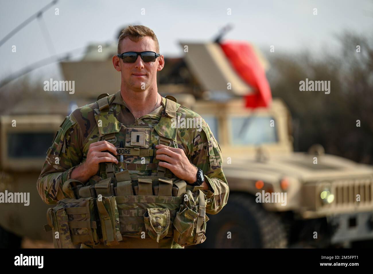 U.S. Army 1st Lt. Carter Moore, a fire support officer with the East ...
