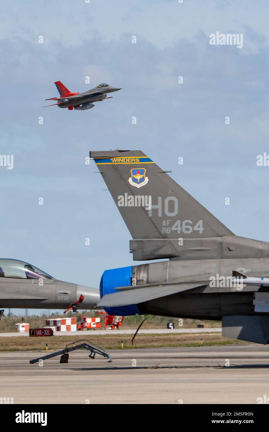 A U.S. Air Force QF-16 Full-Scale Aerial Target flies over Tyndall Air ...