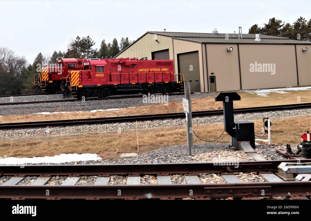Members of the Fort McCoy rail operations team prepare Army locomotives ...