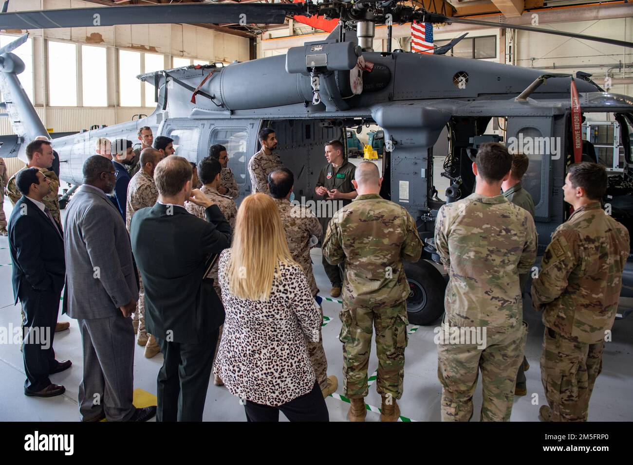 U.S. Air Force Airmen from the 41st Rescue Squadron showcase the HH-60W ...