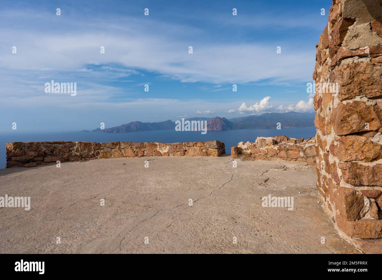 A beautiful landscape of the sea from a fort in Corsica Stock Photo - Alamy