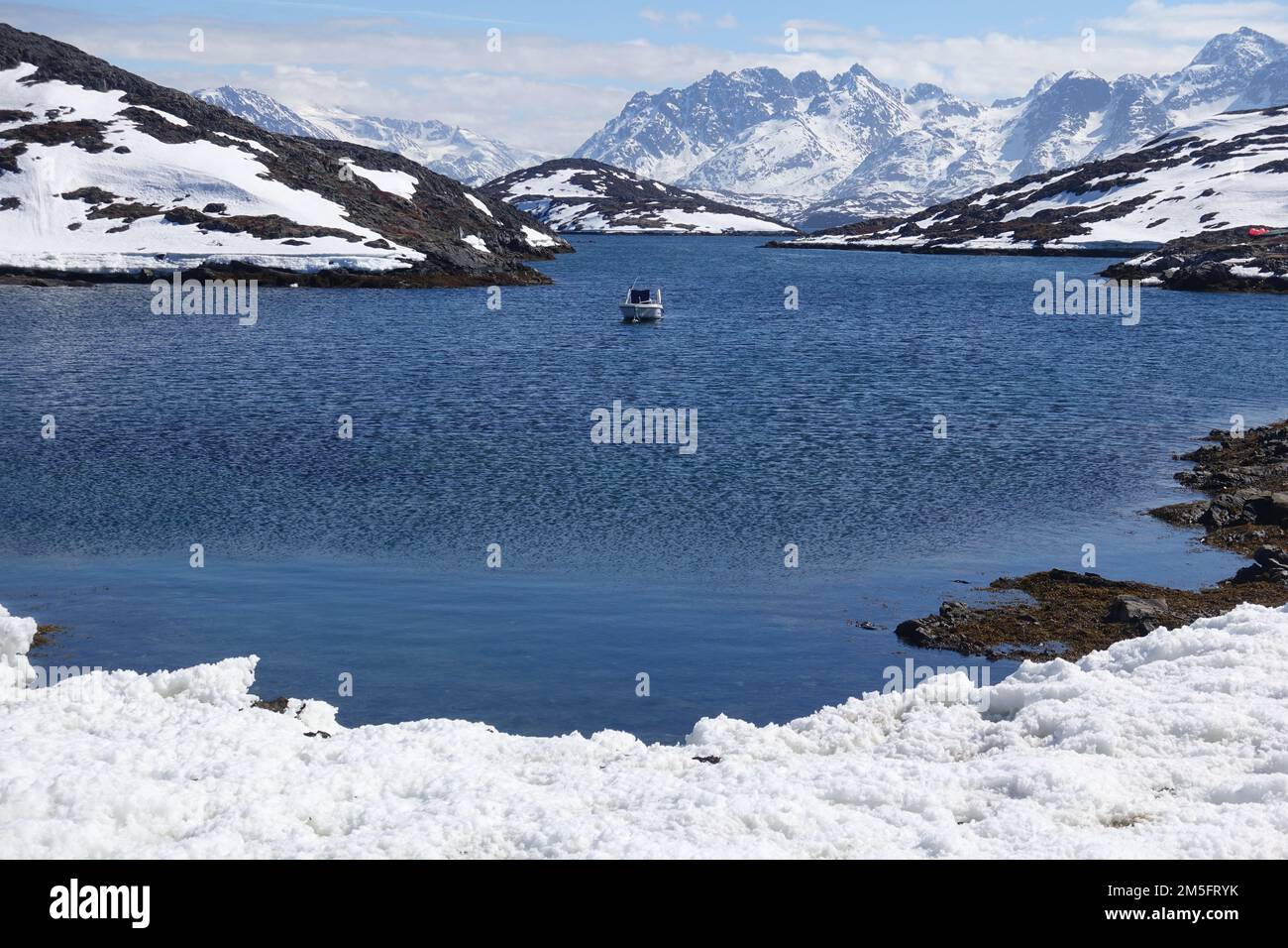 Typical Snow-Covered Coastal Landscape in Greenland Stock Photo - Alamy