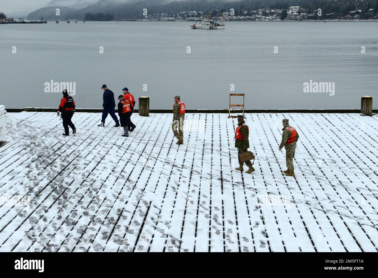 Senior leaders supporting Exercise ARCTIC EDGE 2022 walk across the ...