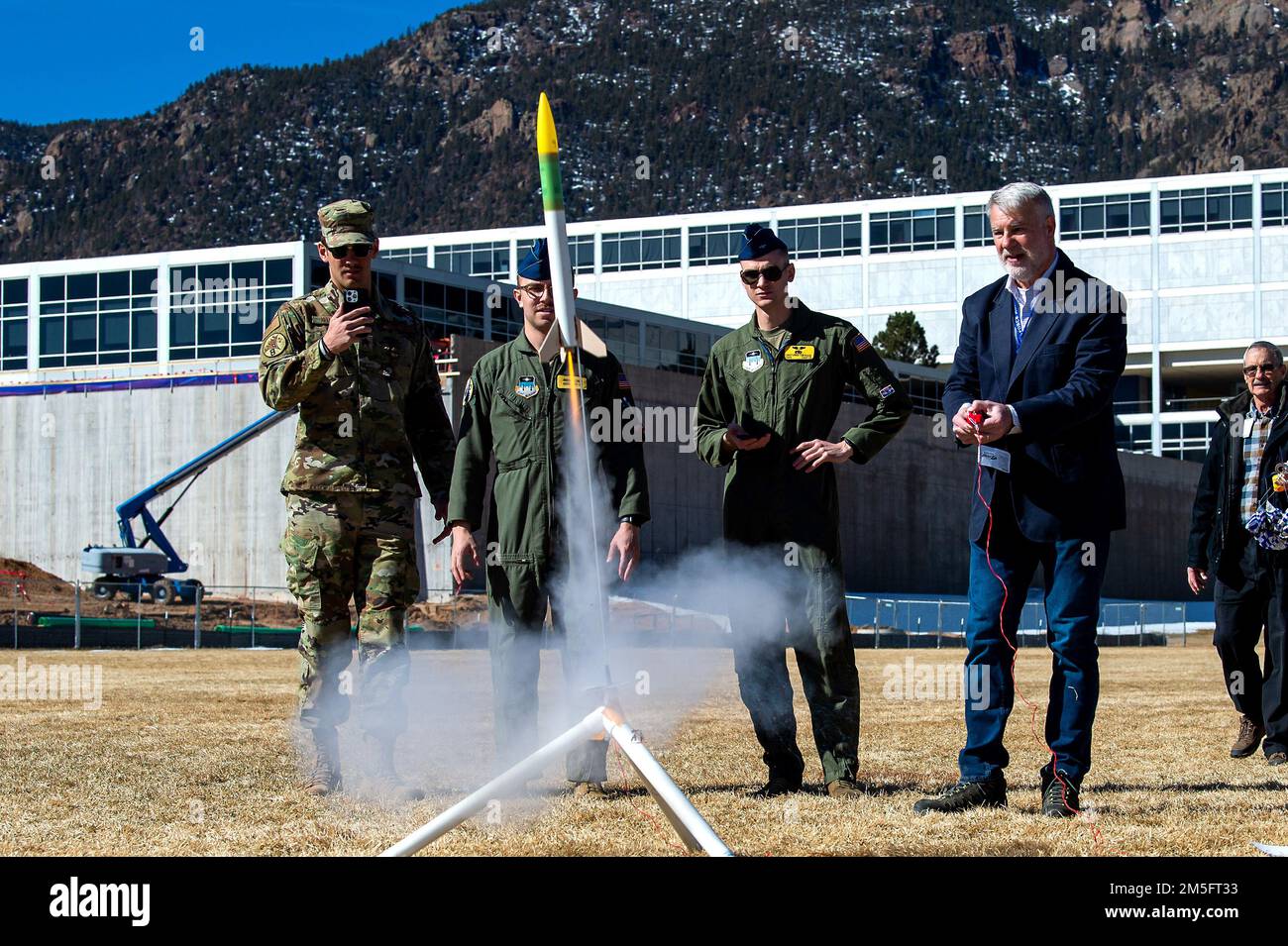 U.S. Air Force Academy -- Academy cadets launch an Estes rocket during ...