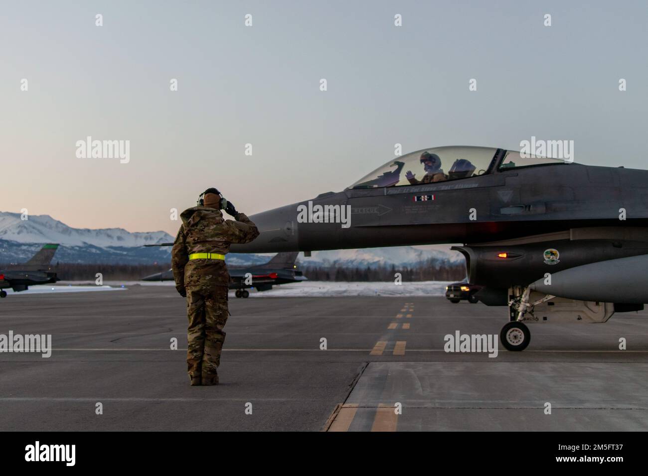 U.S. Air Force Tech. Sgt. Brayden Bubp, an F-16 crew chief assigned to ...
