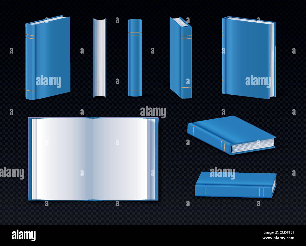 Realistic blue books set Stock Vector Image & Art - Alamy