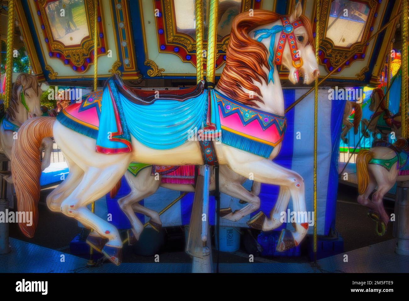 Prancing Carrousel Horse County Fair Ride Stock Photo - Alamy