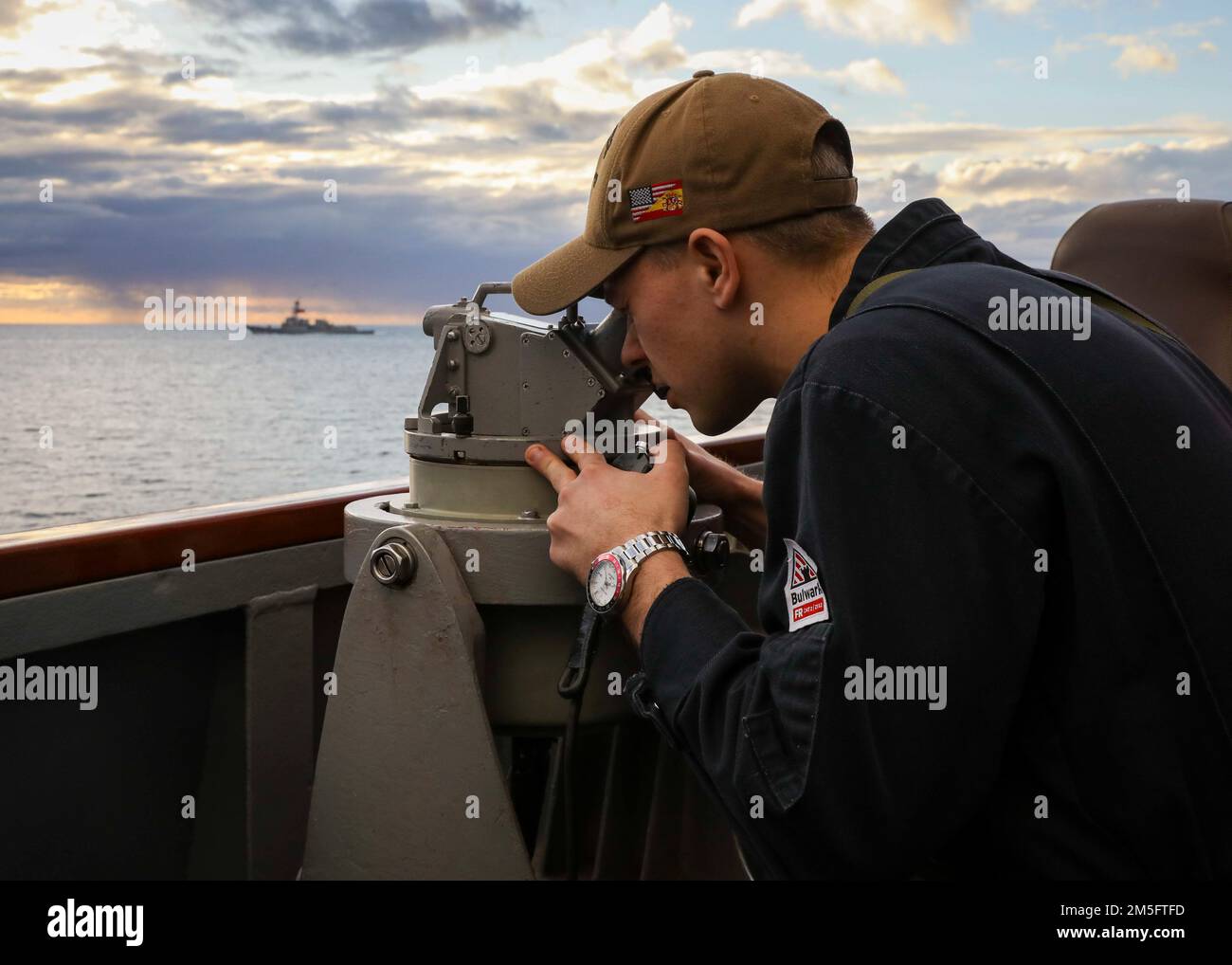ATLANTIC OCEAN (March 15, 2022) – Ensign Judd Linscott checks the ...
