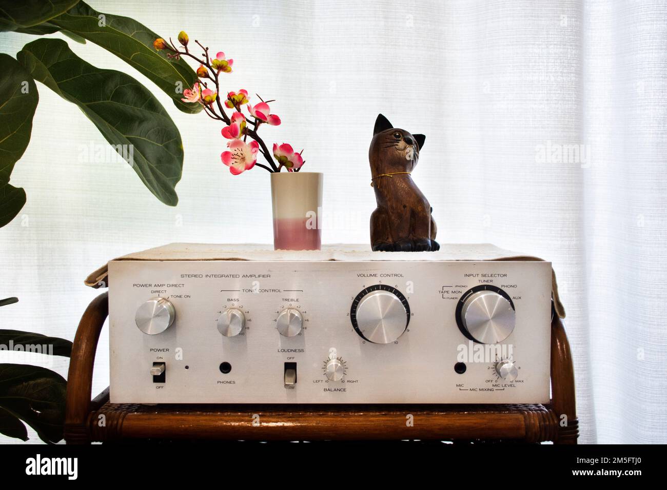 Interior decoration furniture and wooden cartoon cat with ceramic vase ...