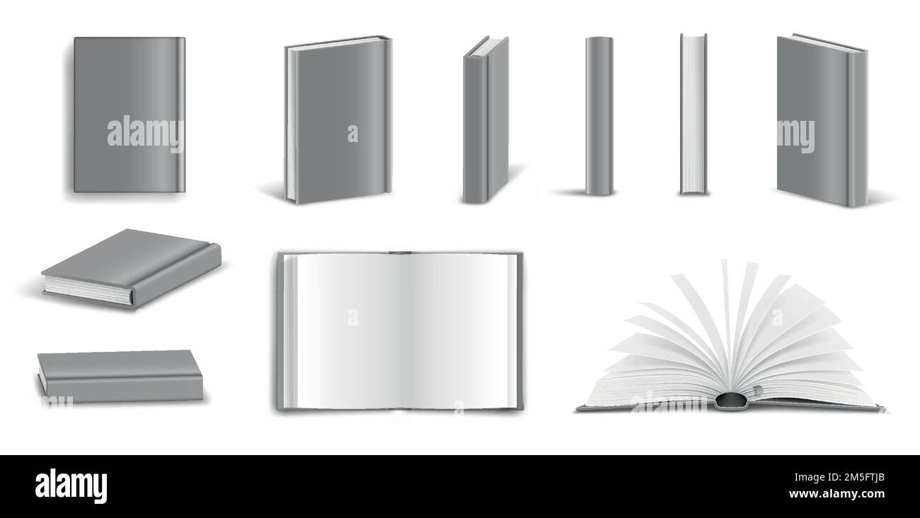 Realistic book set monochrome Stock Vector Image & Art - Alamy