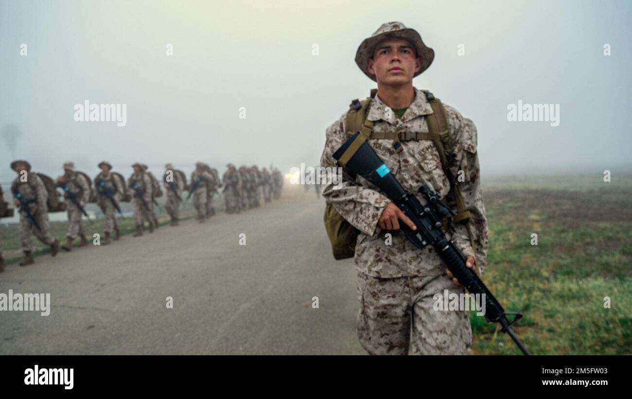A U.S. Marine Corps recruit with Mike Company, 3rd Recruit Training ...