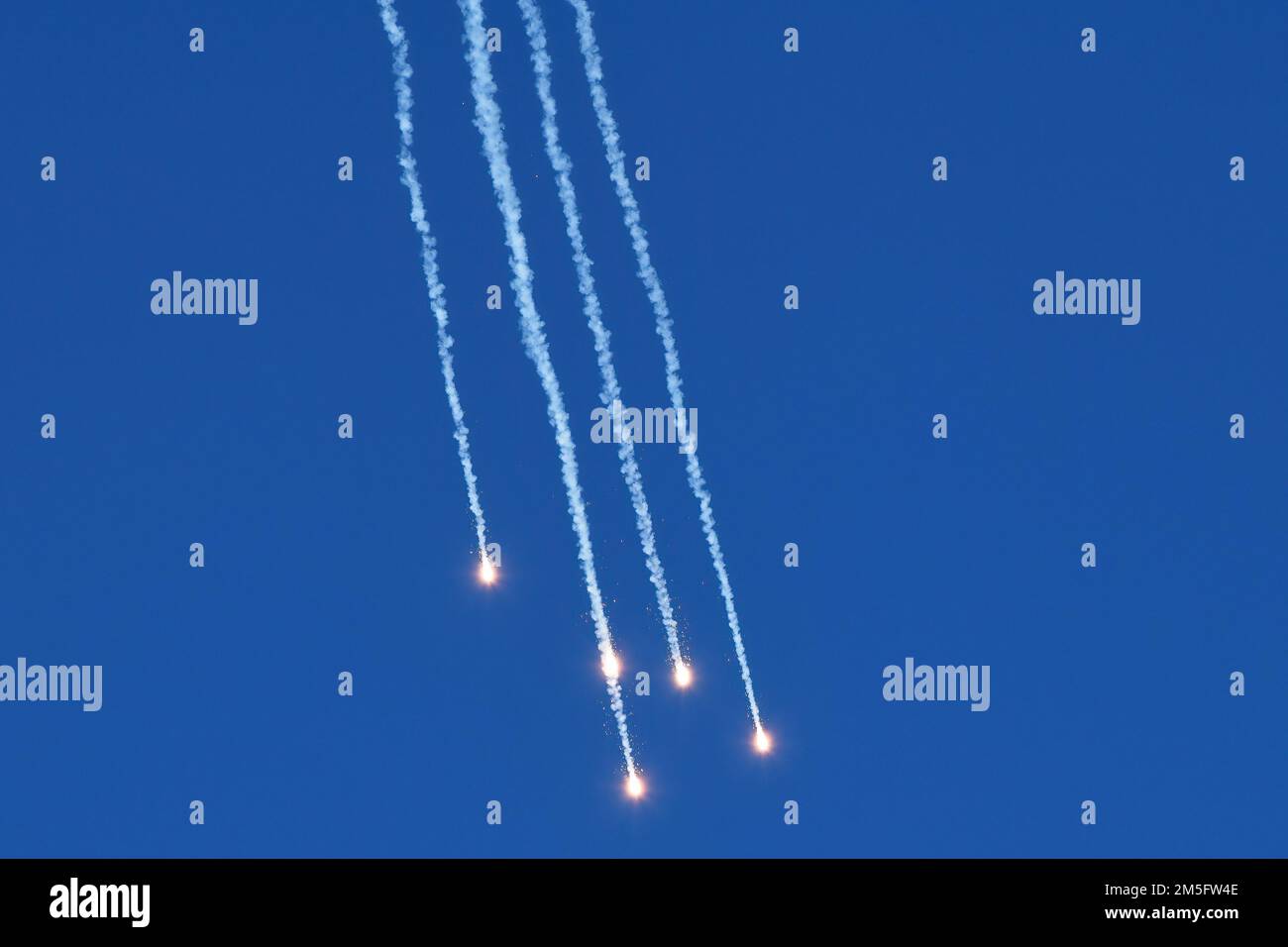 Flares mark a cease fire in the Anger Company, 1st Battalion, 5th ...