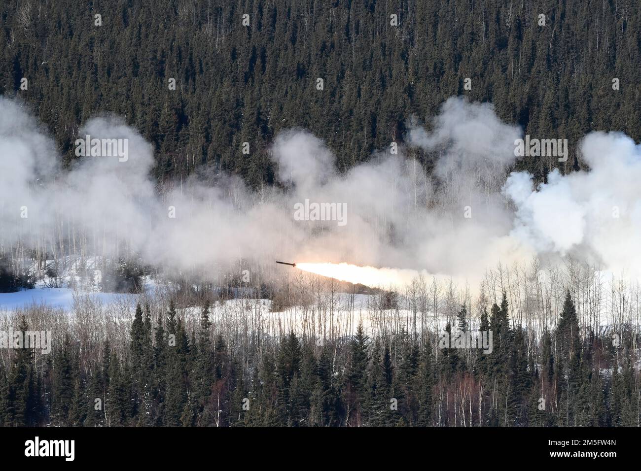 A rocket from a 17th Field Artillery Brigade High Mobility Artillery ...