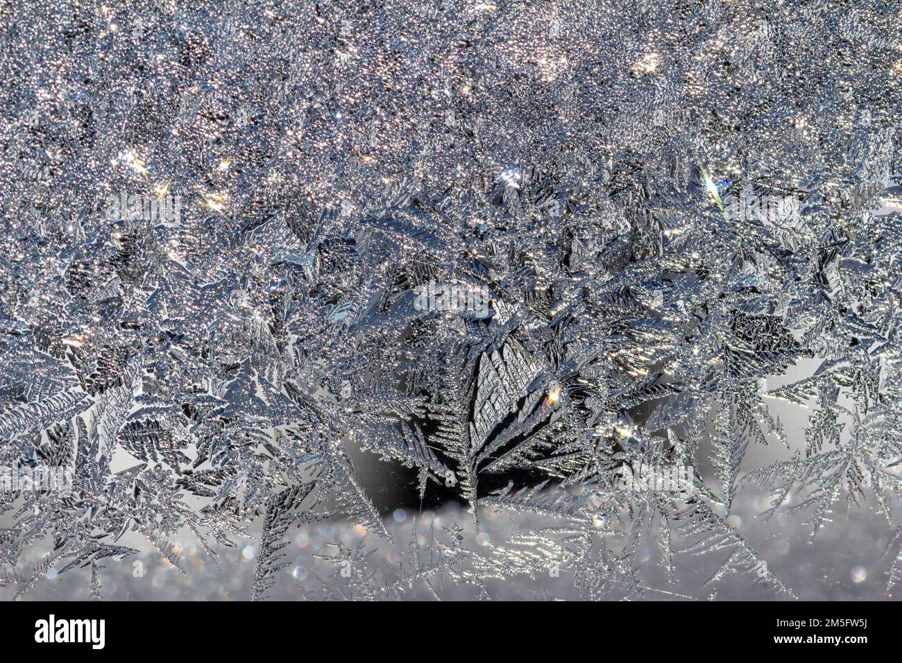 Abstract macro texture background of a natural ice frosted glass window ...