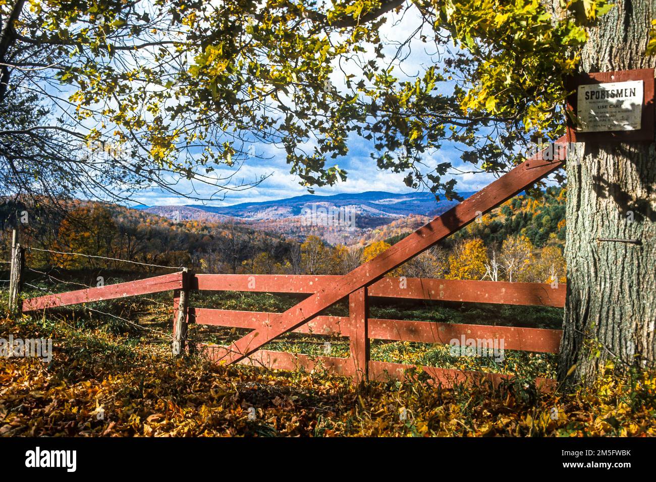 Red farm gate in Woodstock, VT Stock Photo - Alamy