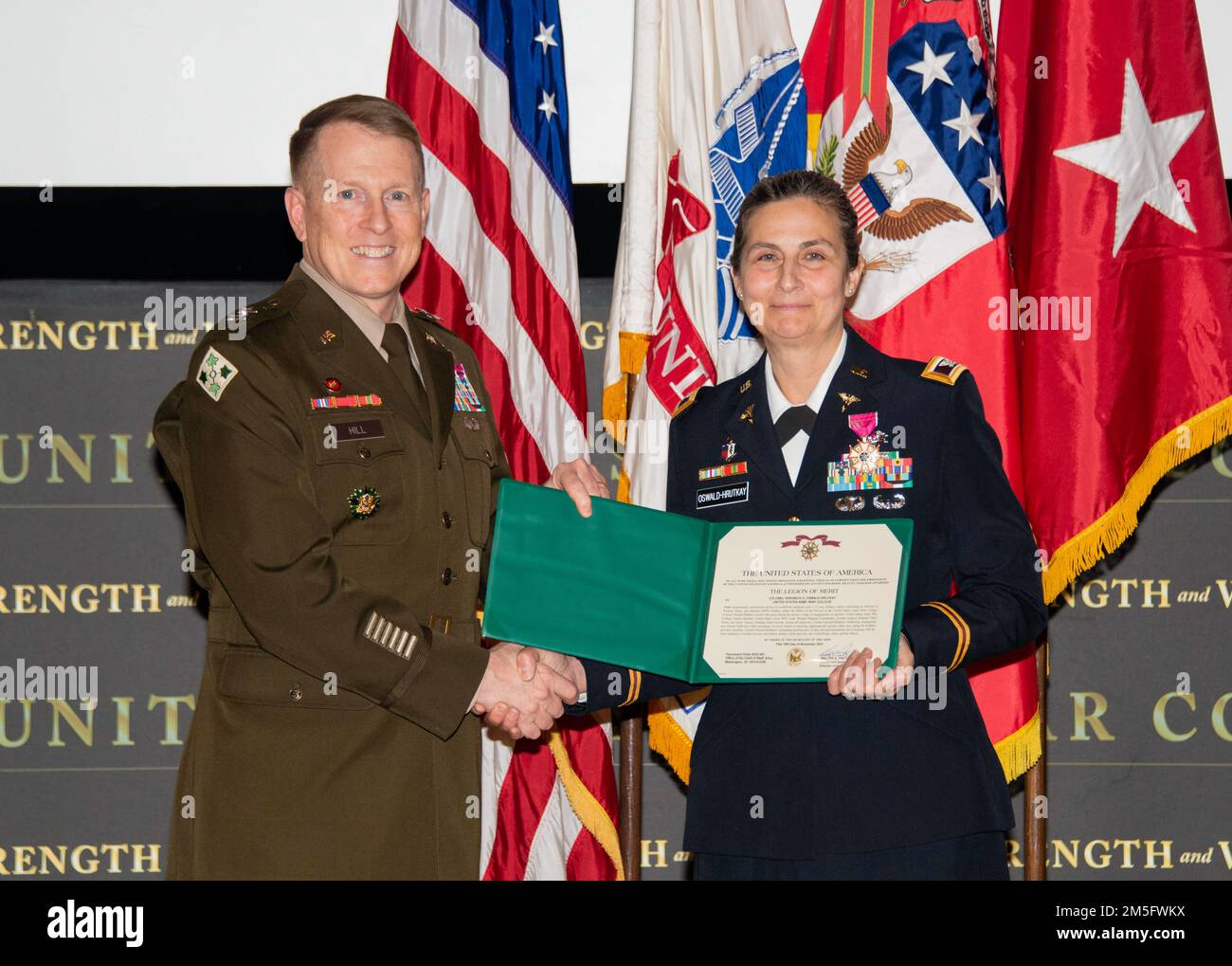 Maj. Gen. David Hill, USAWC Commandant, recognizes Col. Veronica Oswald ...