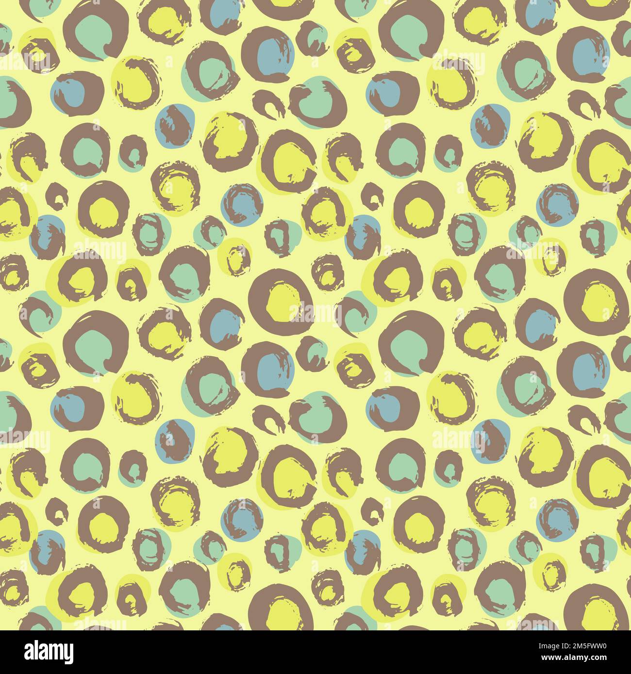 Grunge Sketch Hand Drawn Brush Circles Pastel Yellow Vector Seamless ...