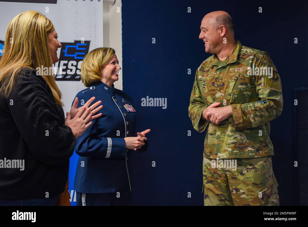 Col. Patrick Miller, 88th Air Base Wing commander, chats with Master ...