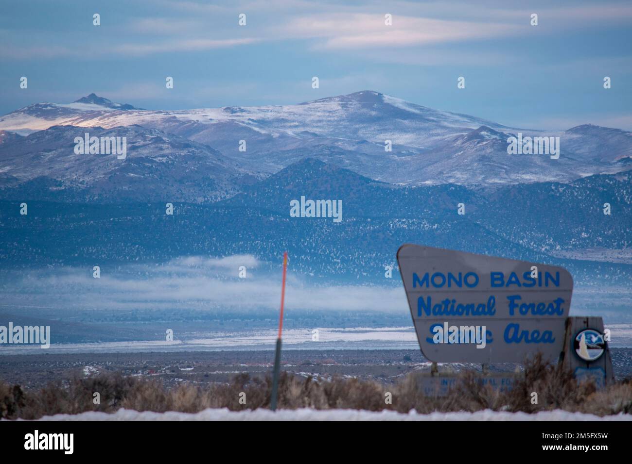 Fog sometimes shrouds Mono Lake in Mono County, CA, USA, creating an ...