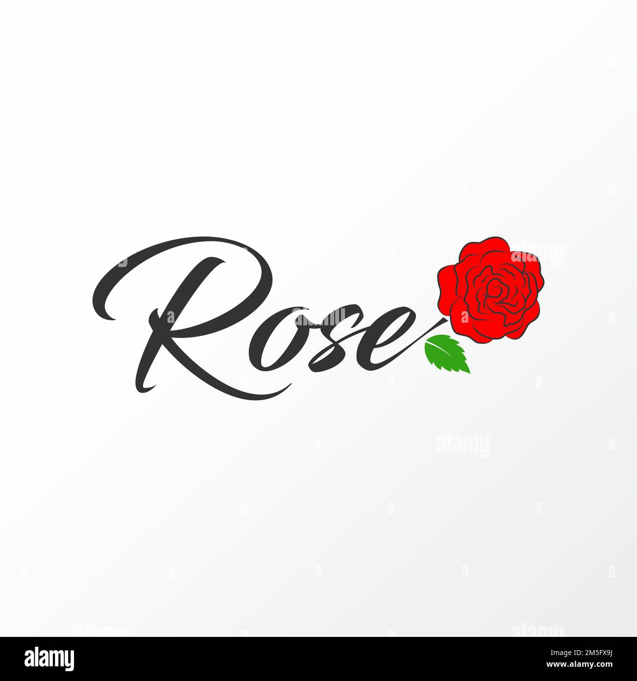Simple and unique Letter or writing ROSE script font with and leaf ...