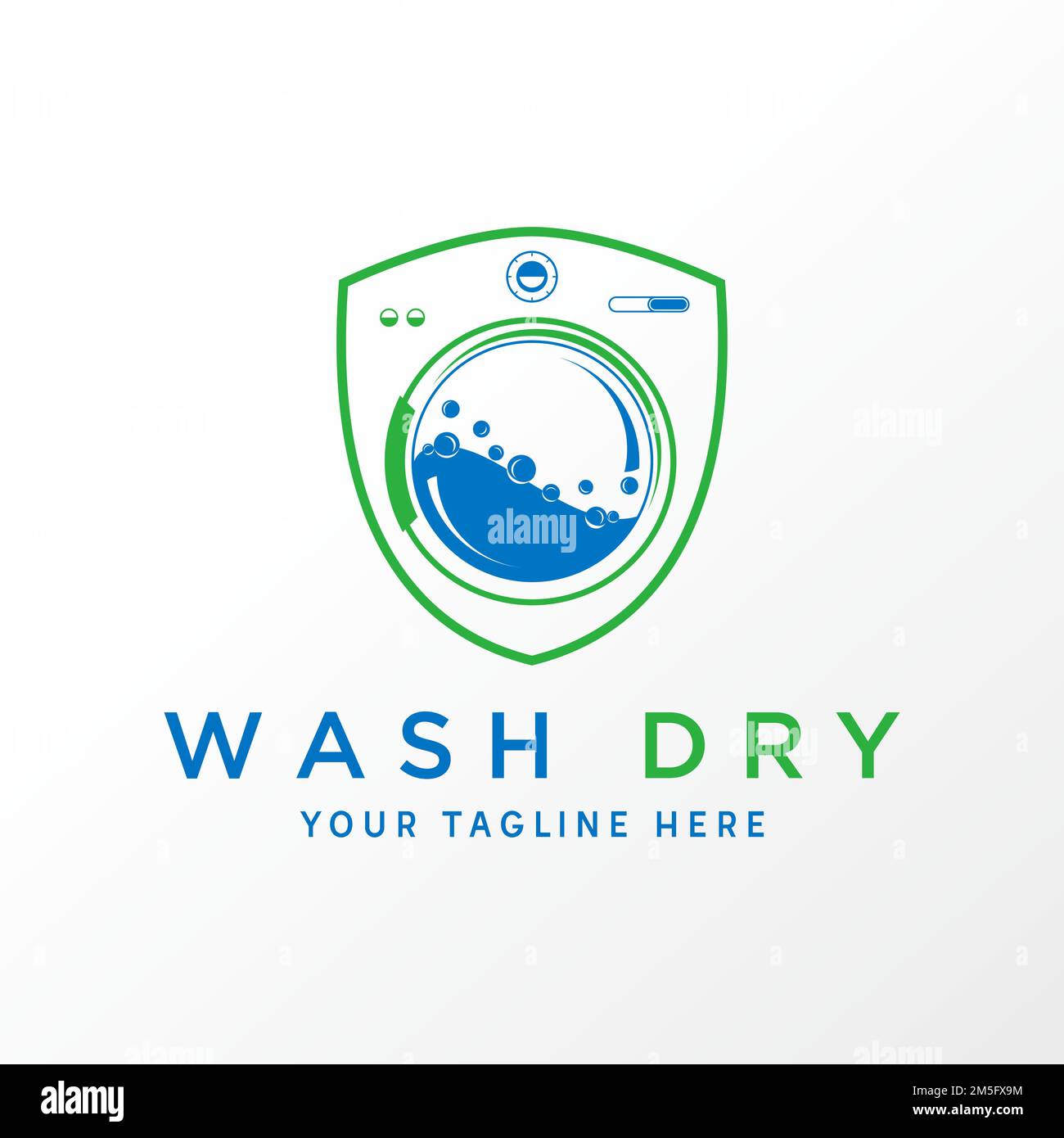 Simple and unique washing machine in shield or guard image graphic icon ...
