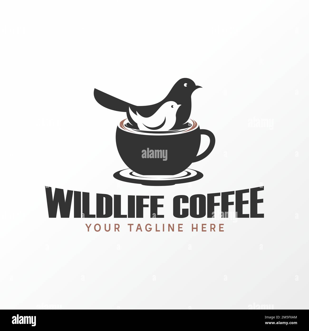 Simple two birds and unique coffee cup image graphic icon logo design abstract concept vector ...