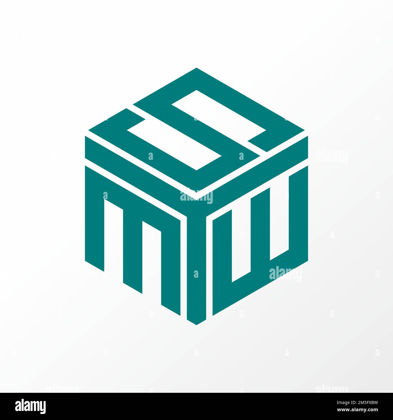 Simple and unique Letter or word YMWS font in 3D hexagon image graphic icon logo design abstract ...