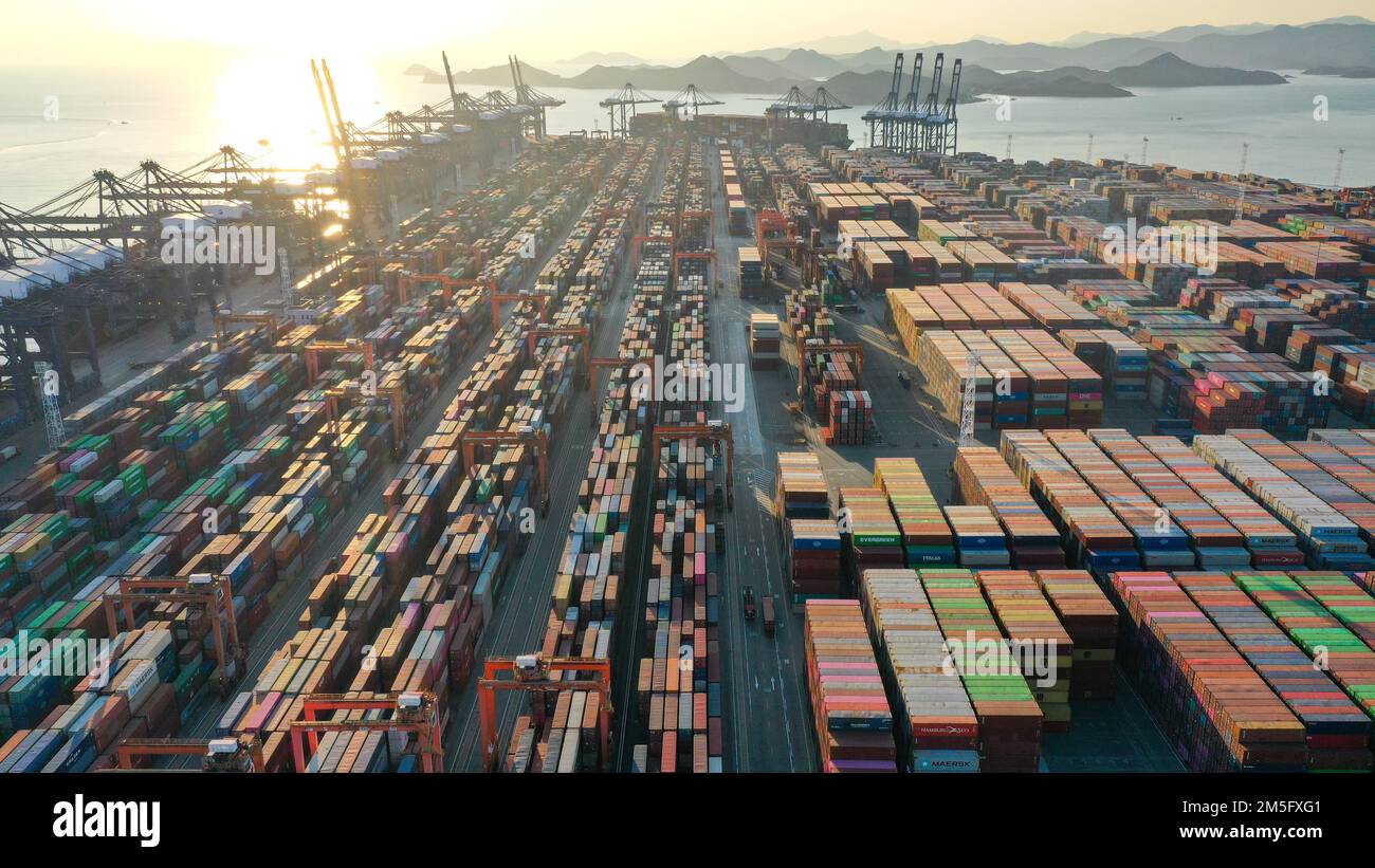 Aerial photo shows the busy Yantian International Port Terminal in ...