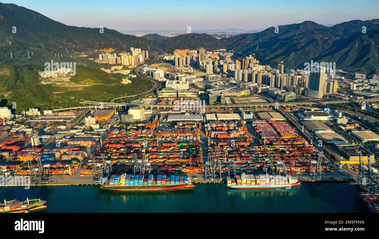 Aerial photo shows the busy Yantian International Port Terminal in ...