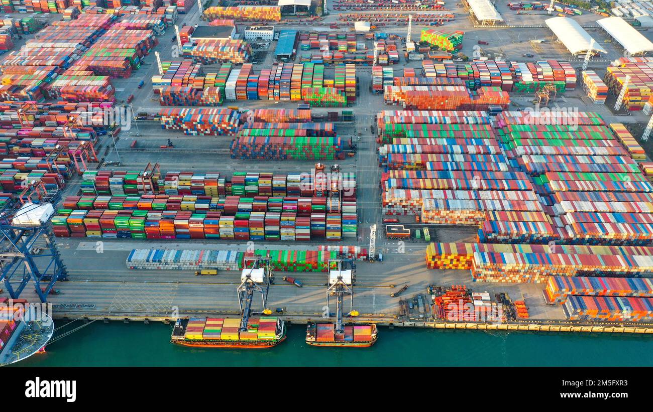 Aerial photo shows the busy Yantian International Port Terminal in ...