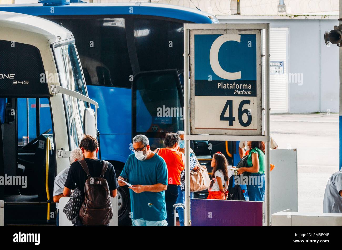 Rio de Janeiro, Brazil - December 28, 2022: Passengers at Novo Rio Bus ...