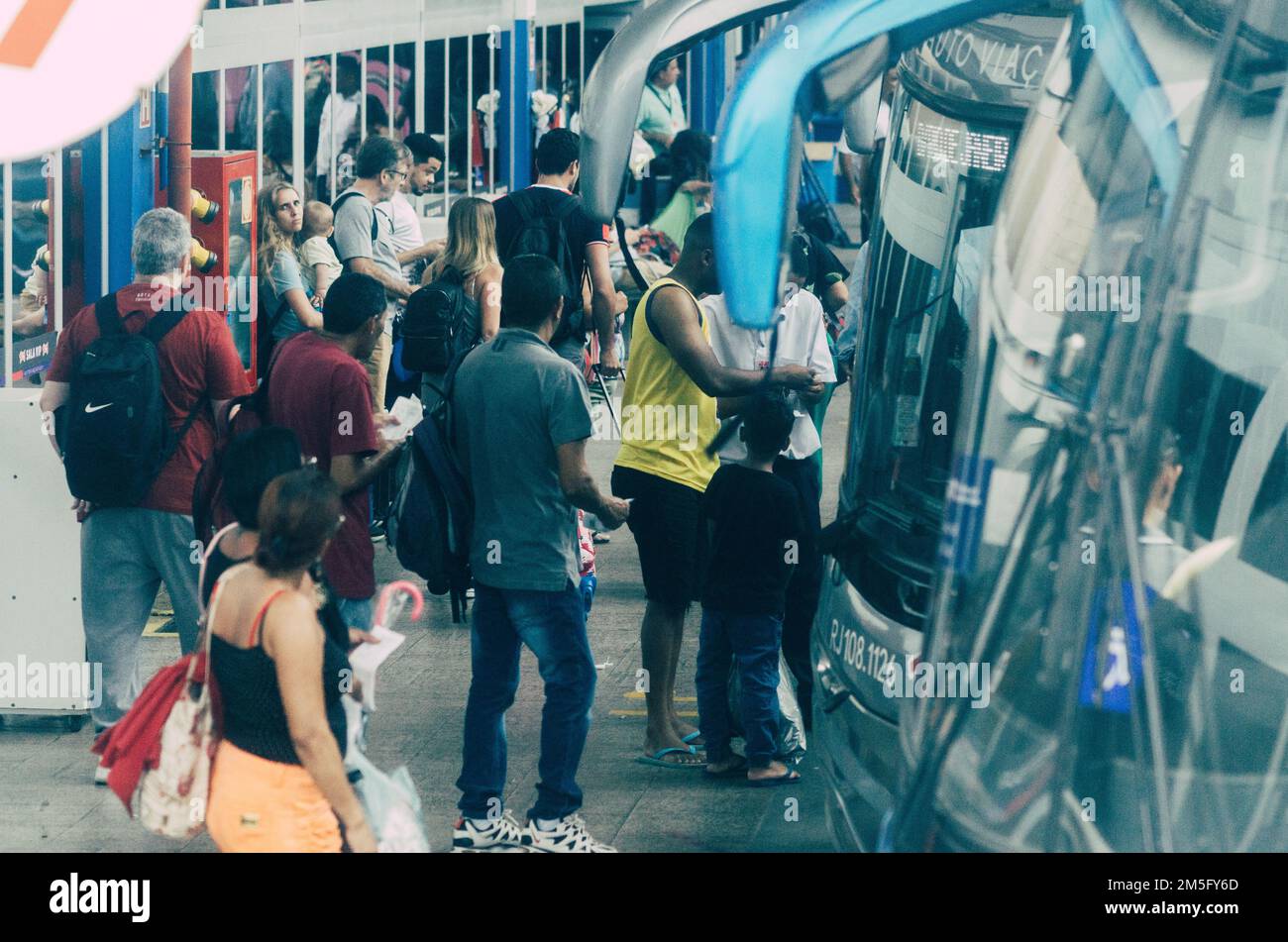 Rio de Janeiro, Brazil - December 28, 2022: Passengers at Novo Rio Bus ...