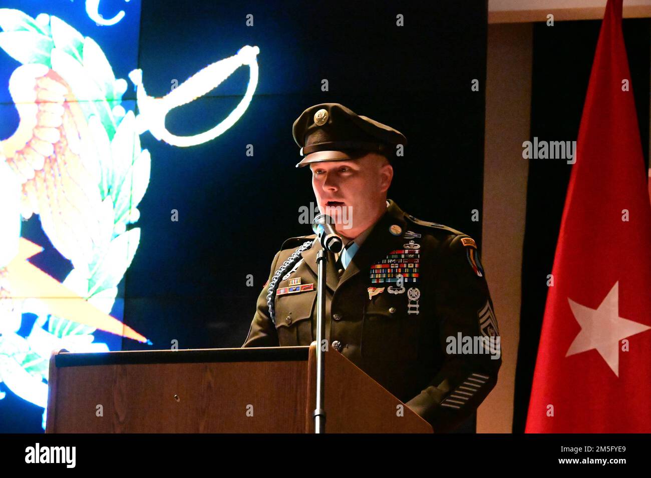 Command Sgt. Maj. Stuart Sword, 1st Battalion, 64th Infantry Regiment ...