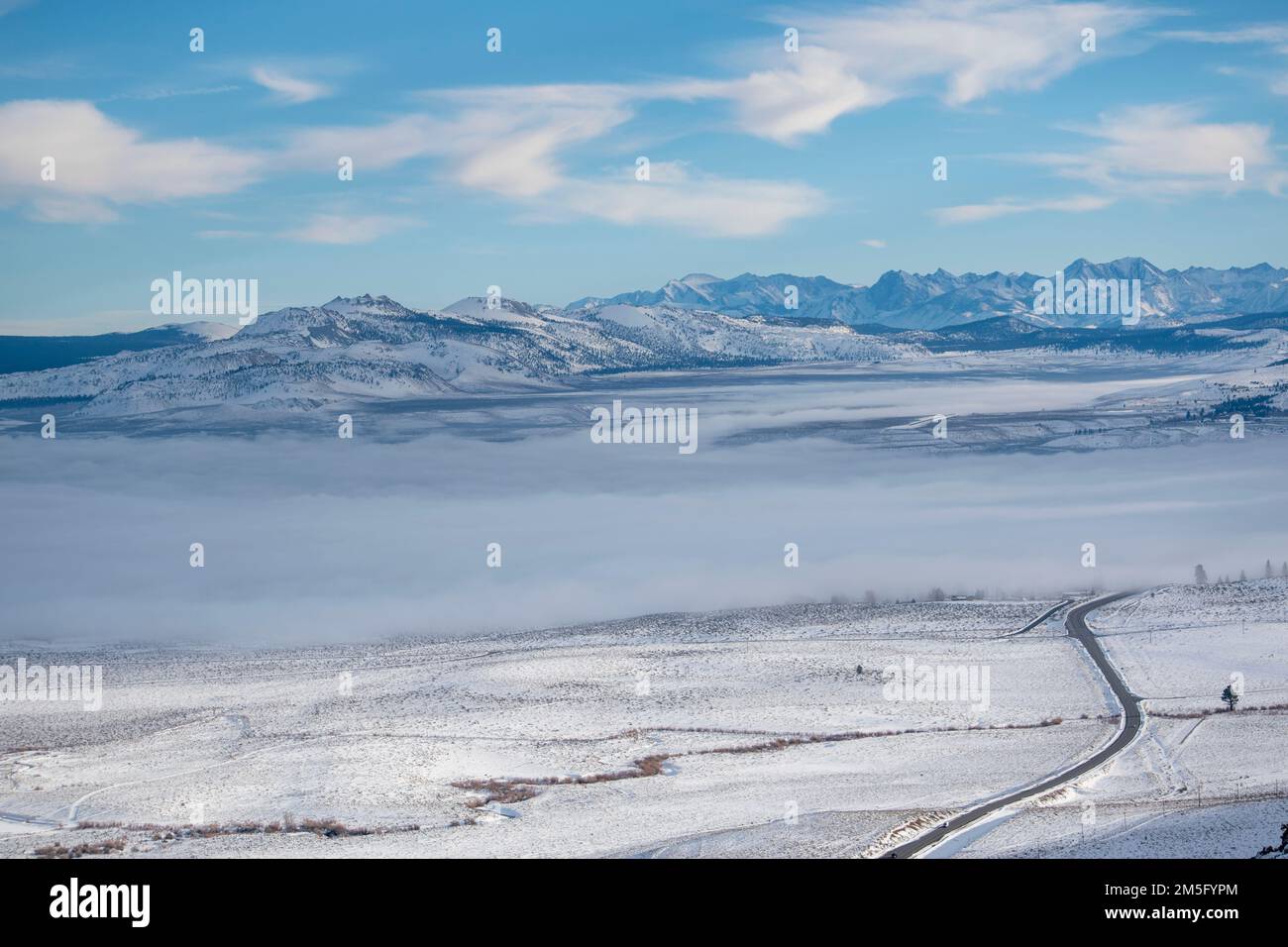 Fog sometimes shrouds Mono Lake in Mono County, CA, USA, creating an ...