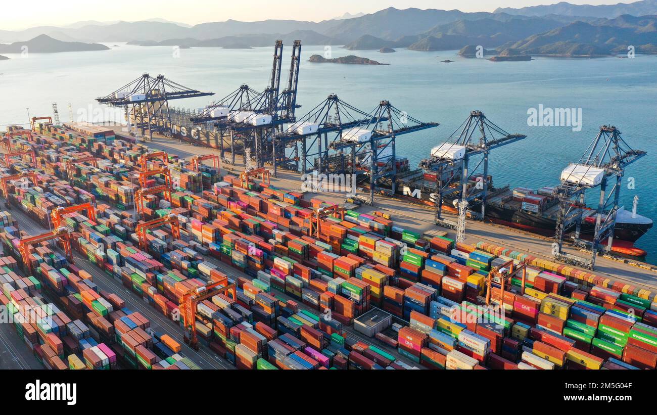 Aerial photo shows the busy Yantian International Port Terminal in ...