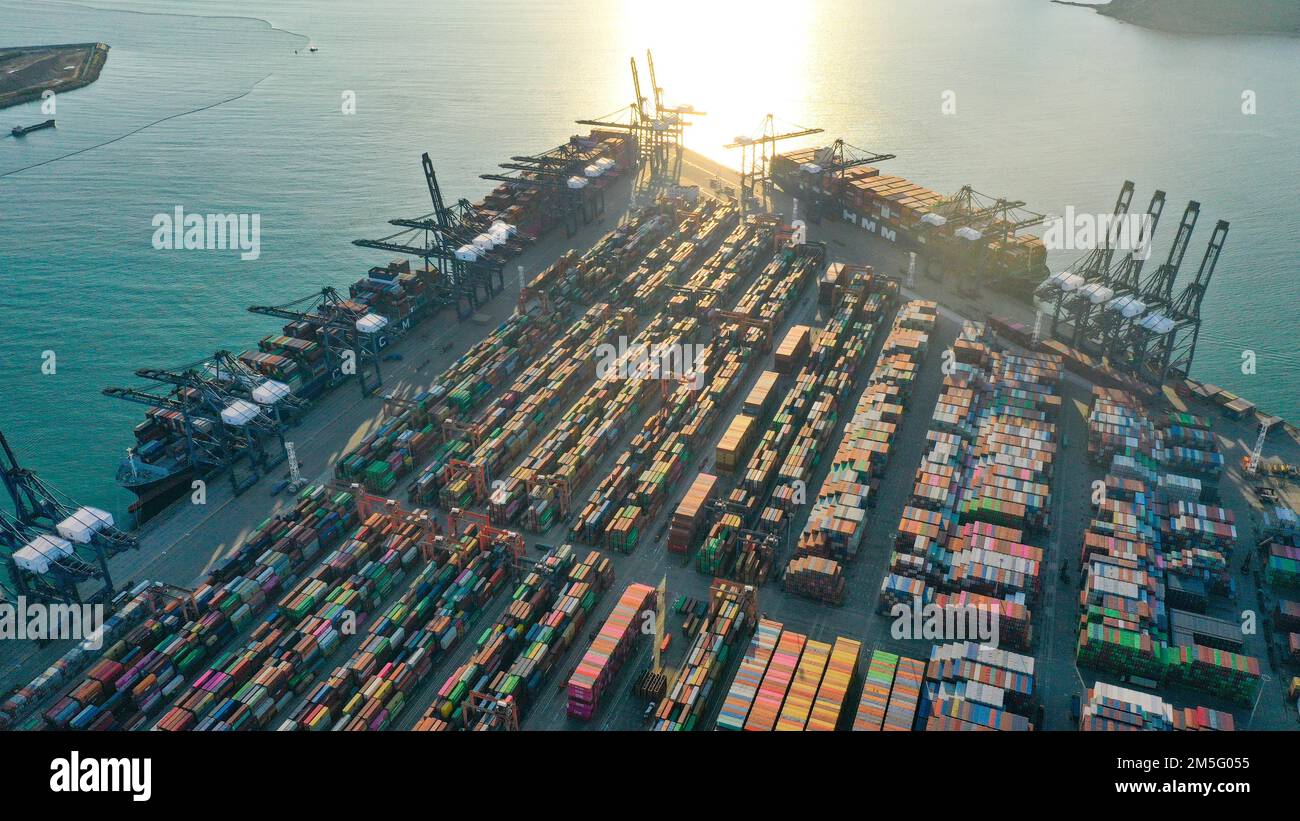 Aerial photo shows the busy Yantian International Port Terminal in ...