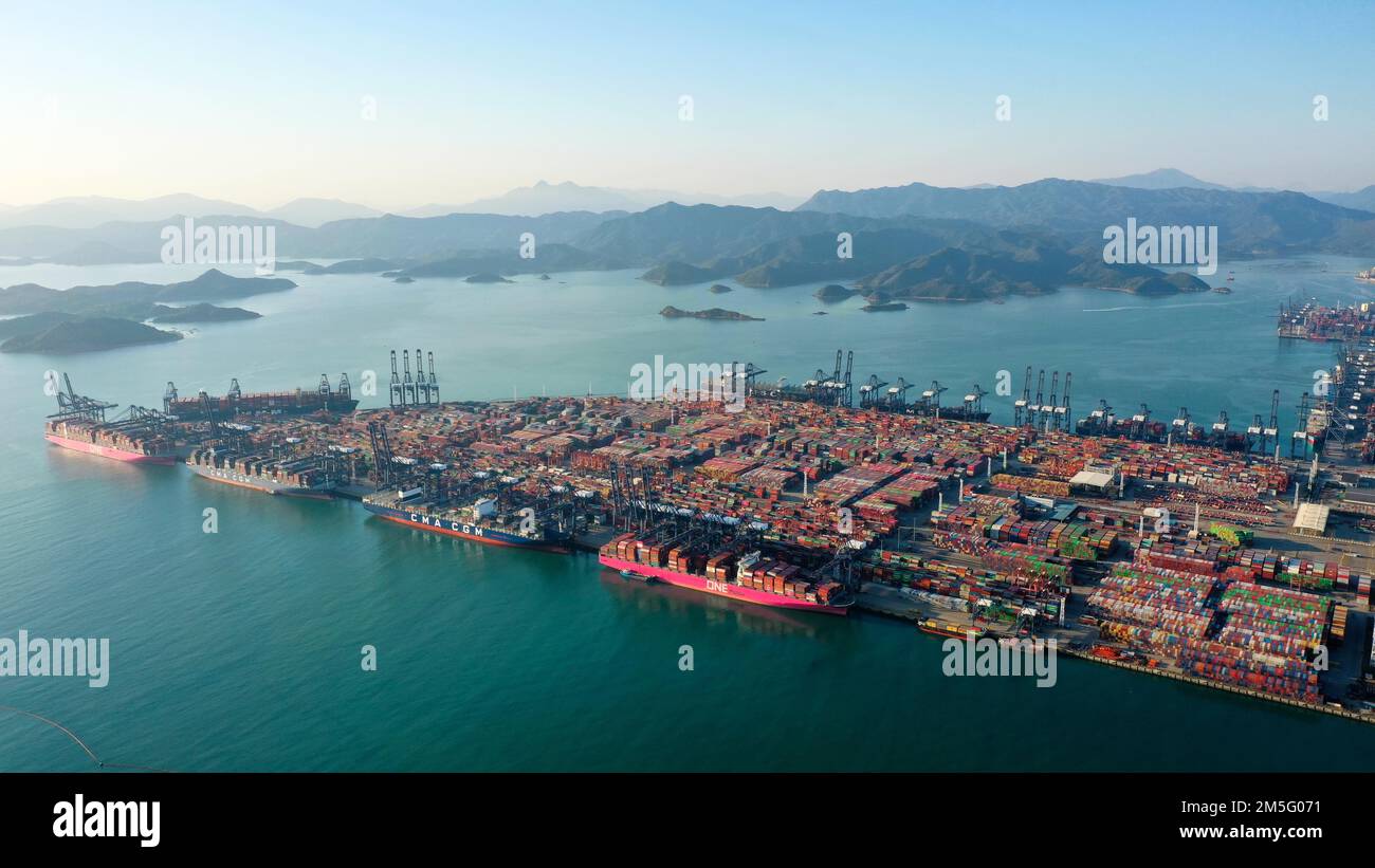 Aerial photo shows the busy Yantian International Port Terminal in ...